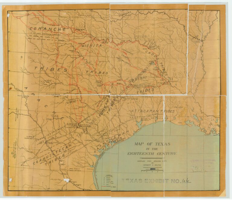 Map of Indian Tribes in Texas in the 1700s